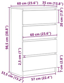 vidaXL Marketos Příborník černý 60 x 35 x 98,5 cm kompozitní dřevo