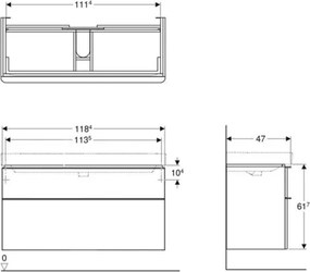 Geberit 500.355.00.1 - Koup. skříňka pod umyv. Smyle Square 61,7x118,4 cm bílá