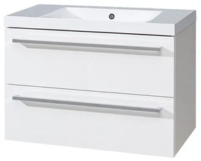 Mereo Mereo, Bino, koupelnová skříňka s umyvadlem z litého mramoru 81 cm, bílá, dub, CN661M