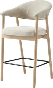 Krémová/v přírodní barvě čalouněná barová židle s područkami (výška sedáku 67 cm) Elk – Unique Furniture