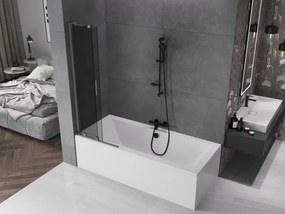 Mexen Velar L, 2-křídlová posuvná vanová zástěna 70 x 150 cm, 8mm šedé sklo, grafitová, 896-070-003-41-95