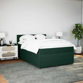 Box spring postel s matrací tmavě zelená 160x200 cm samet 3287779