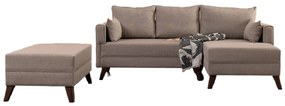 Hanah Home Dvoumístná pohovka BELLA krémová pravá 205 cm s taburetem 825BLC1511