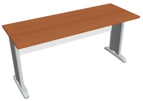 Stůl pracovní rovný 160 cm hl. 60 cm - Hobis Cross CE 1600 Dekor stolové desky: třešeň, Dekor lamino podnože: bílá, Barva nohou: Stříbrná