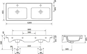 Cersanit - SET B284 skříňka + umyvadlo, bílý lesk, Crea 120, S801-323
