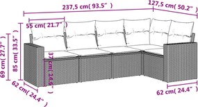 5dílná zahradní sedací souprava s poduškami černá polyratan 3251262