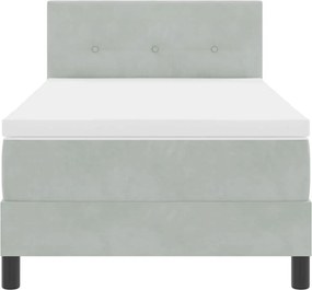 Postel s boxspringem s čelo Světle šedá 100 x 200 cm samet 3339152
