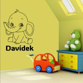 Živá Zeď Samolepka na zeď Slůně se jménem Barva: černá