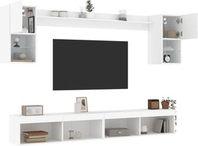 6dílná obývací stěna s LED osvětlením bílá kompozitní dřevo 3216686