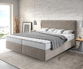 Boxspring postel Dream-Well 180x200 cm mikrovlákno béžová s matrací