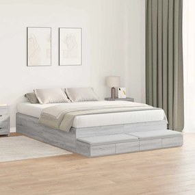 Rám postele s úložným prostorem se zásuvkou Šedá Sonoma 150 cm 3335650