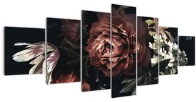 Obraz - Temné květy (210x100 cm)