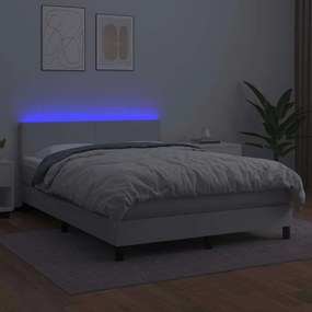 Box spring postel s matrací a LED bílá 140x190 cm umělá kůže 3134100