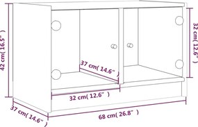 vidaXL TV skříňka se skleněnými dvířky 68x37x42 cm [836358] Barva: kouřový dub