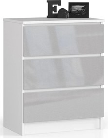 Komoda K60 3SZ bílá/metalický lesk