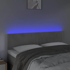 Čelo postele s LED světle šedé 144 x 5 x 78/88 cm samet 3121380