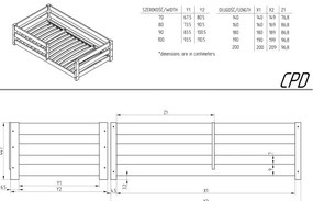 Dětská postel z borovicového dřeva s úložným prostorem v přírodní barvě 90x200 cm Mila CPD – Adeko