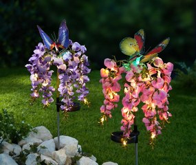 Die moderne Hausfrau Solární zahradní zápich Květ s motýlem, lila