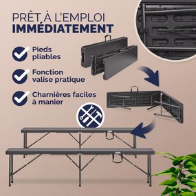 Pivní lavice sada 2 ks antracitová plast 180cm