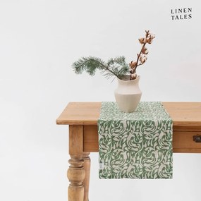 Lněný běhoun na stůl 40x200 cm Evergreen Damask – Linen Tales