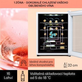 Klarstein Shiraz 16 Quartz, vinotéka, 42 l,160 W, 5-18 °C, dotykové ovládání
