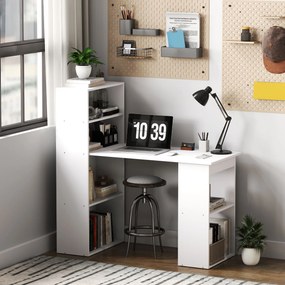 HOMCOM Psací stůl kuchyňský stůl s policí 120x55cm počítačový stůl na notebook pracovní stůl v bílé barvě pro kancelář a domácí kancelář