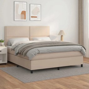 Box Spring Postel S Matrací Umělá Kůže Cappuccino Hladké s hřebíky 180 x
