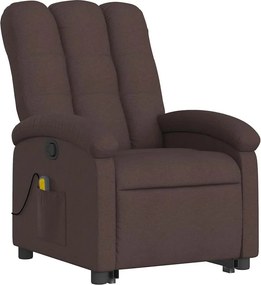 Zvedací masážní polohovací křeslo tmavě hnědé textil 3204109