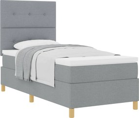 Postel s boxspringem s čelo Světle šedá 90 x 190 cm textil 3339581