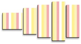 Sablio Obraz - 5-dílný Žlutorůžové pruhy - 100x60 cm