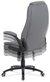 Autronic Kancelářská židle, potah šedá ekokůže, černý kovový kříž, houpací mechanismus, v