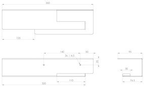 Sapho - Držák toaletního papíru s poličkou 9,5x35 cm matná černá