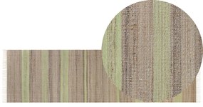Jutový koberec  80 x 300 cm béžový/zelený TALPUR Beliani