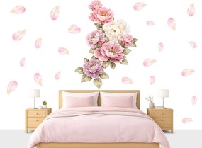 Pivoňky textilní přelepitelné samolepky na zeď arch 130 x 200 cm