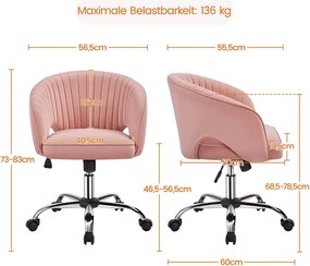 Kancelářská židle Yaheetech – růžová (266321706890)