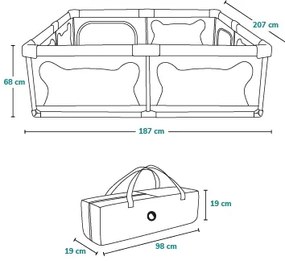Lionelo - Hrací ohrádka WILLOW XL šedá