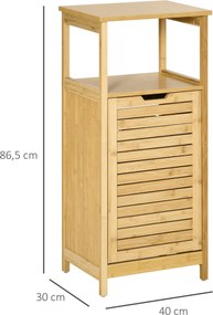 Samostatná skříňka do koupelny kleankin z bambusu s košem na prádlo - úsporná skříňka do koupelny - rozměry 40Š x 30H x 86,5V cm