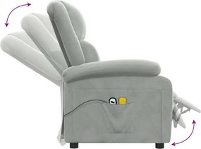 Elektrické masážní křeslo světle šedé samet 3098404