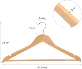 SONGMICS Dřevěné ramínko přírodní 44 cm 20 ks