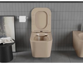 Mexen Teo WC mísa Rimless s pomalu padající deskou slim, duroplast, Matná cappuccino - 30854064