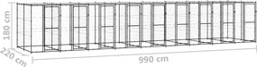 vidaXL Venkovní psí kotec se střechou pozinkovaná ocel 21,78 m² [3082256] Barva: Stříbrná