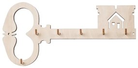 ČistéDřevo Dřevěný věšák na klíče - klíč s domkem