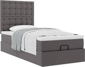 Osmanský postel s matrací šedý 80x200cm umělá kůže 3312974