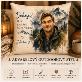 Personalizovaný polštář z fotografie – umělecký portrét 45 × 45 cm Styl portrétu:: Perokresba