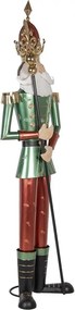 Veliká červeno-zelená kovová socha Louskáček Nutcracker - 64*48*235 cm