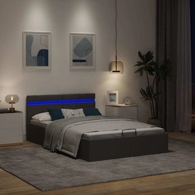 Rám postele LED s úložným prostorem tmavě šedý textil 120x200cm 285602