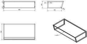 Sapho, Koupelnový set SKA konstrukce, černá mat, KSET-024