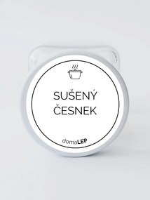 Samolepka na kořenky SUŠENÝ ČESNEK bílá 5 cm základní písmo