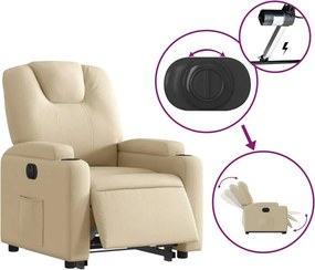 Elektrické zvedací polohovací křeslo krémové textil 3204401