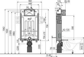 Alcaplast AM115/1000 Renovmodul komplet k zazdění se závěsným WC Creavit STANDARD TP320 + bidet 2v1 new